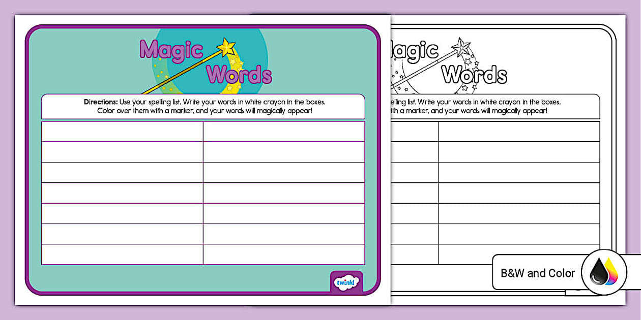 Magic Words Spelling Worksheet (teacher made) - Twinkl