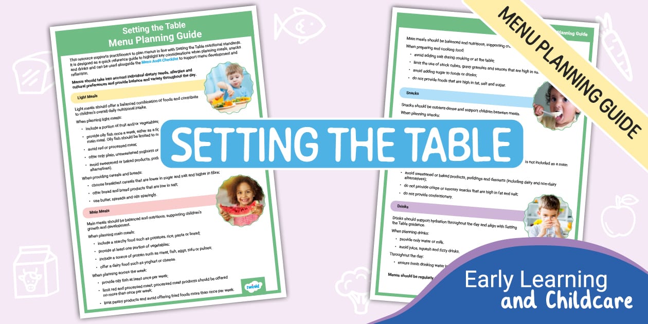 Setting the Table Menu Planning Guide