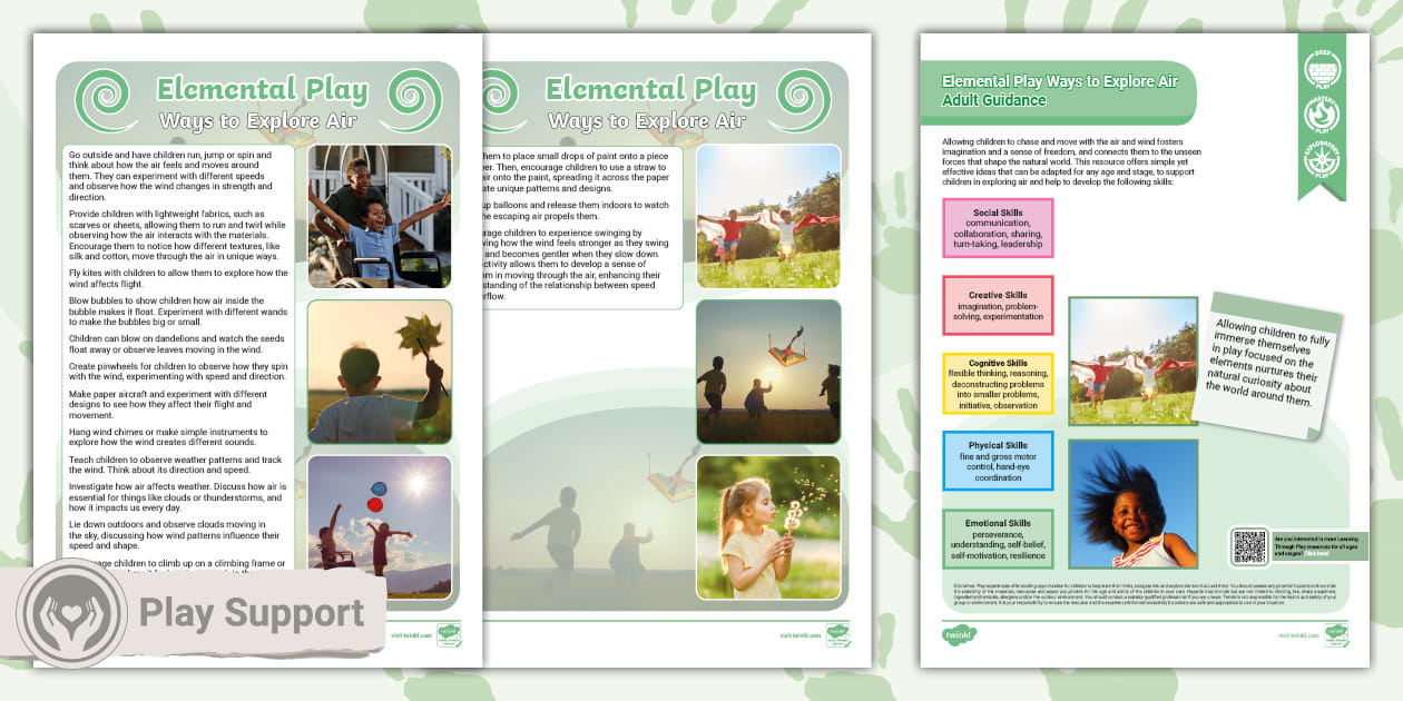 Elemental Play - Ways to Explore Air Adult Ideas - Twinkl