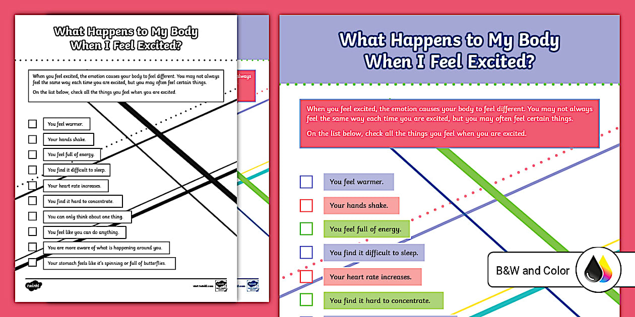 What Happens to My Body When I Feel Excited? Activity for 3rd-5th Grade