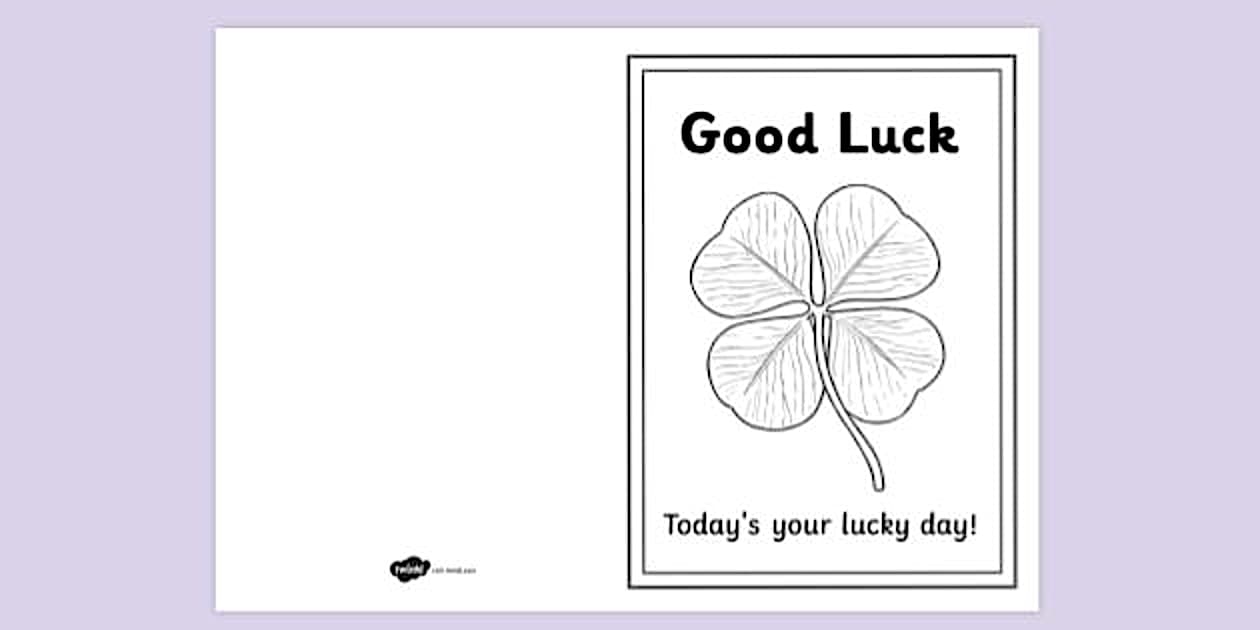 Four Leaf Clover Good Luck Card Colouring Activity | Twinkl