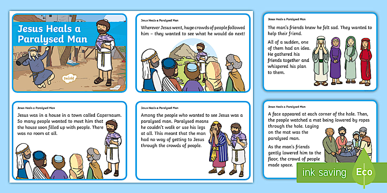 KS1 Jesus Heals a Paralysed Man Sequencing Cards - Twinkl