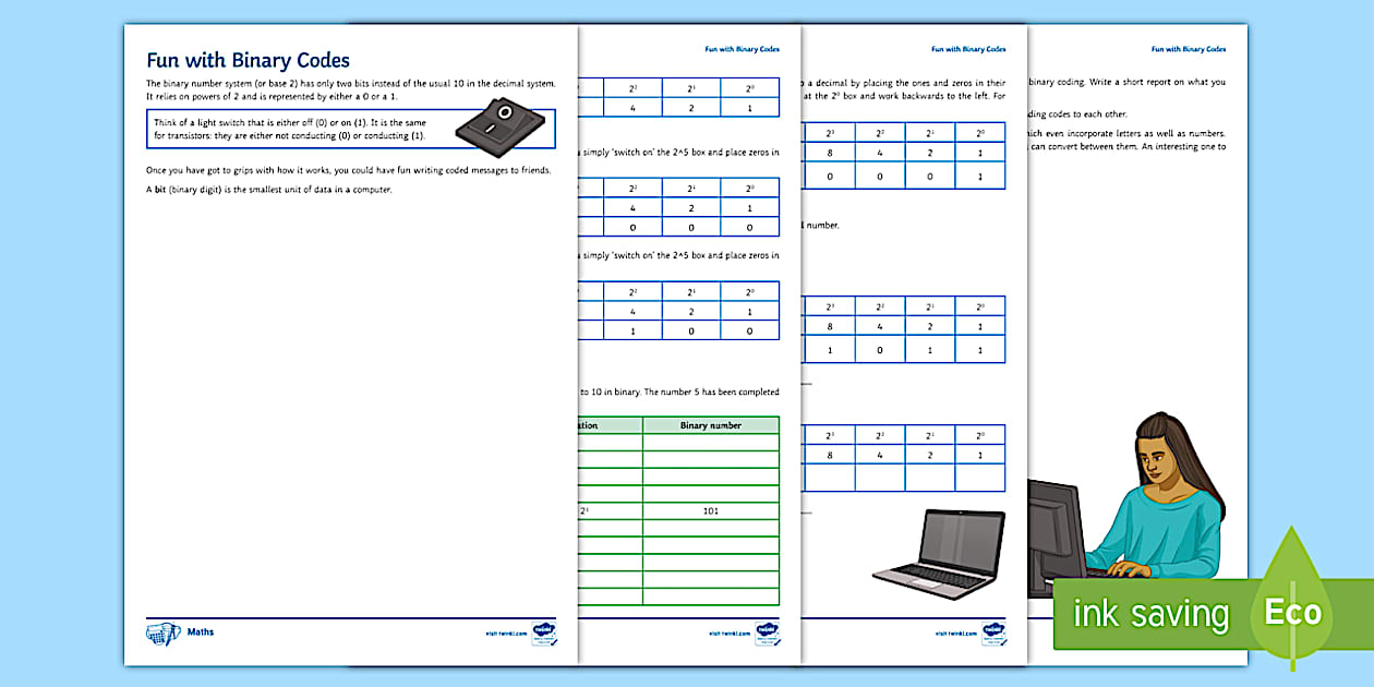 Summer Maths: Fun with Binary Codes Activity Pack - Twinkl