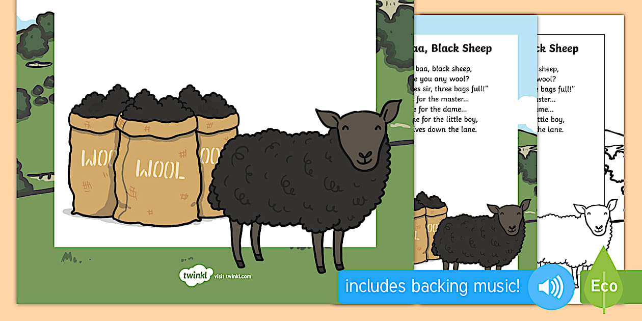 Baa, Baa, Black Sheep Nursery Rhyme Lyrics Poster | Twinkl