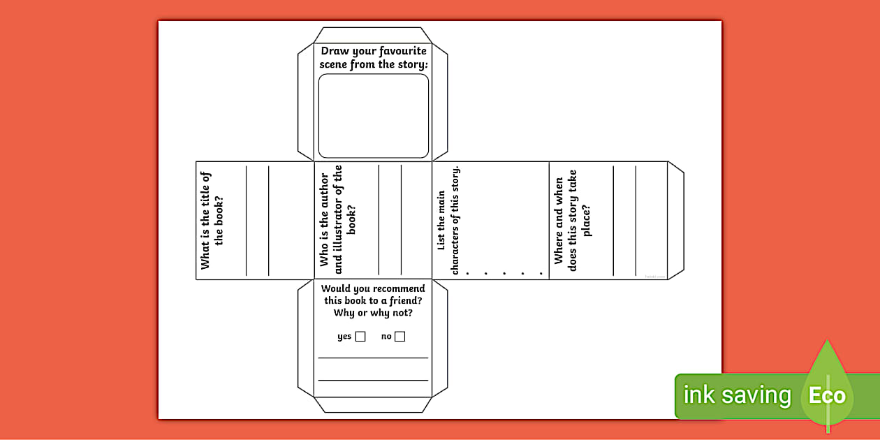 Book Review Cube Net (teacher made) - Twinkl