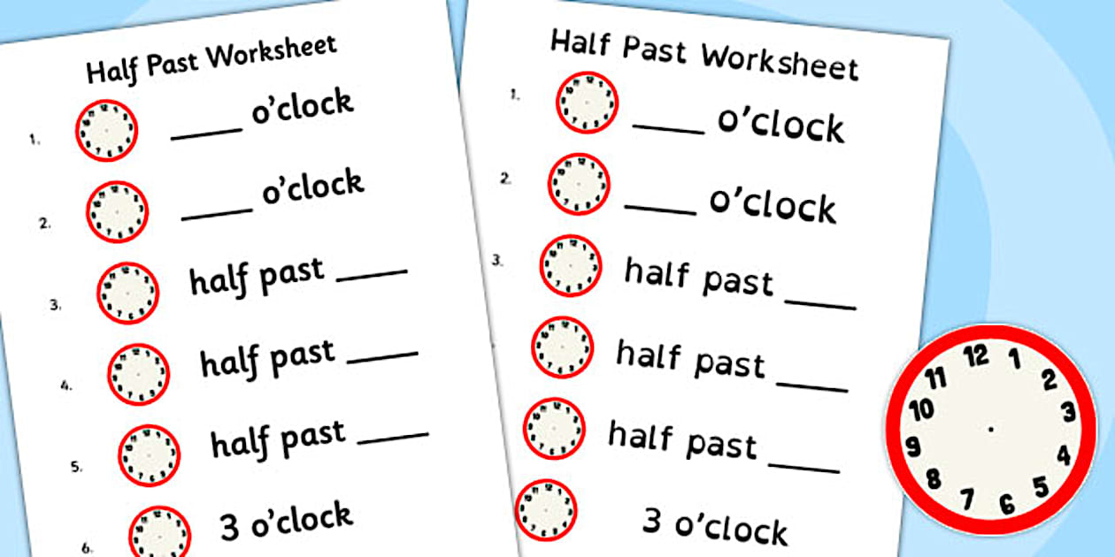 Half Past Worksheets (teacher made) - Twinkl