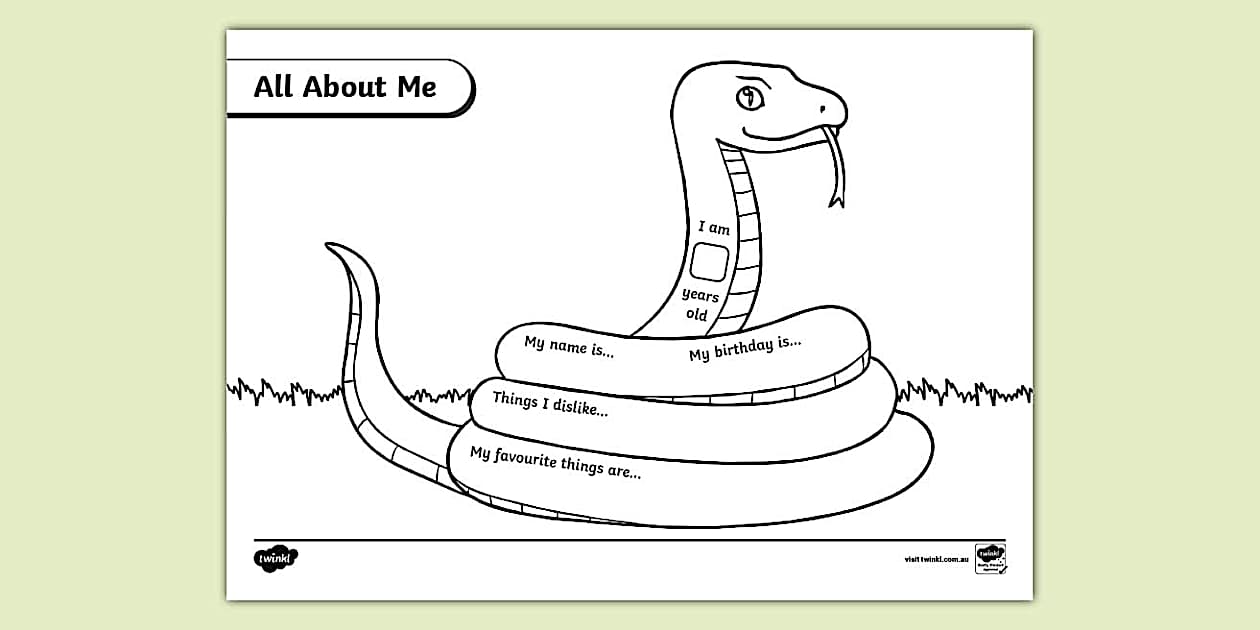 All About Me Snake Activity Sheet (Teacher-Made) - Twinkl