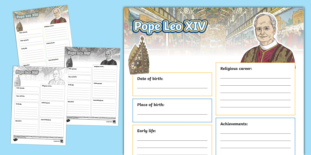 * NEW * Pope Leo XIV Fact File Template (teacher made)