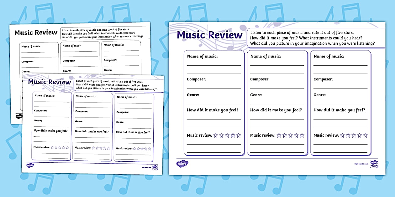 👉 Music Review Worksheet (teacher made) - Twinkl