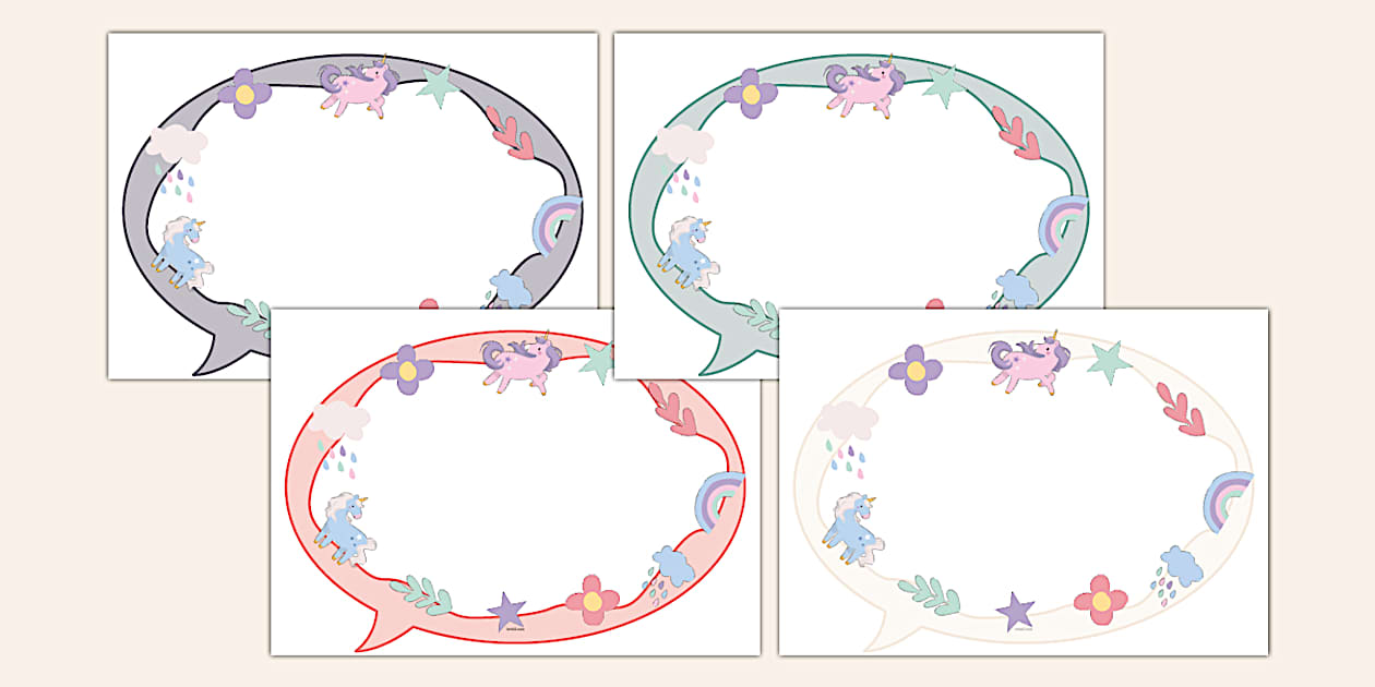 Unicorn-Themed Editable Speech Bubble Display (teacher made)