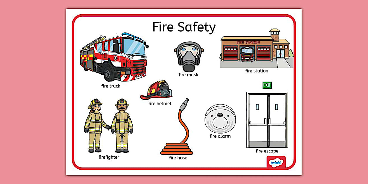 Fire Safety Vocabulary Word Mat (teacher made) - Twinkl