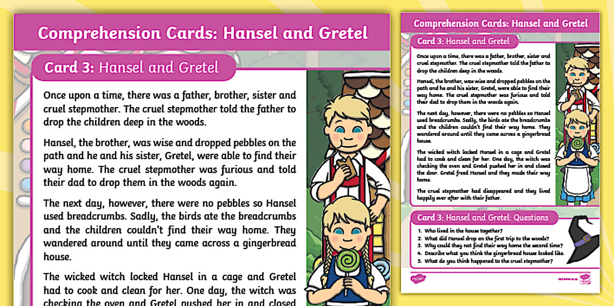 Comprehension Cards: Hansel and Gretel (teacher made)
