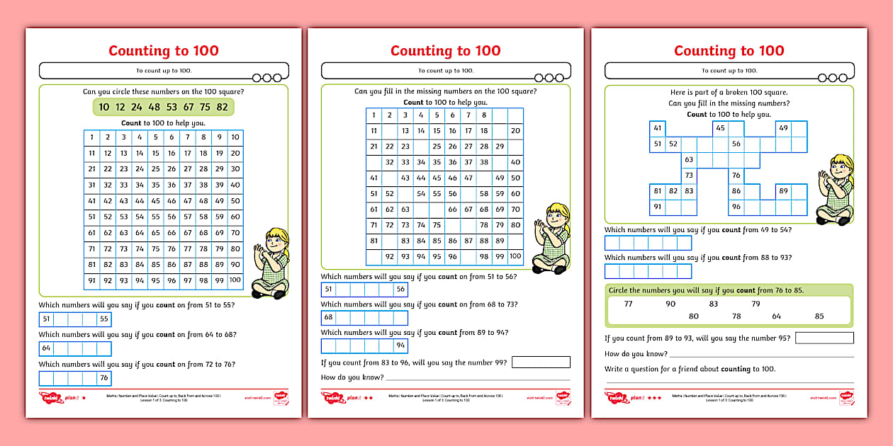 👉 Counting to 100 Differentiated Activity Sheets - Twinkl