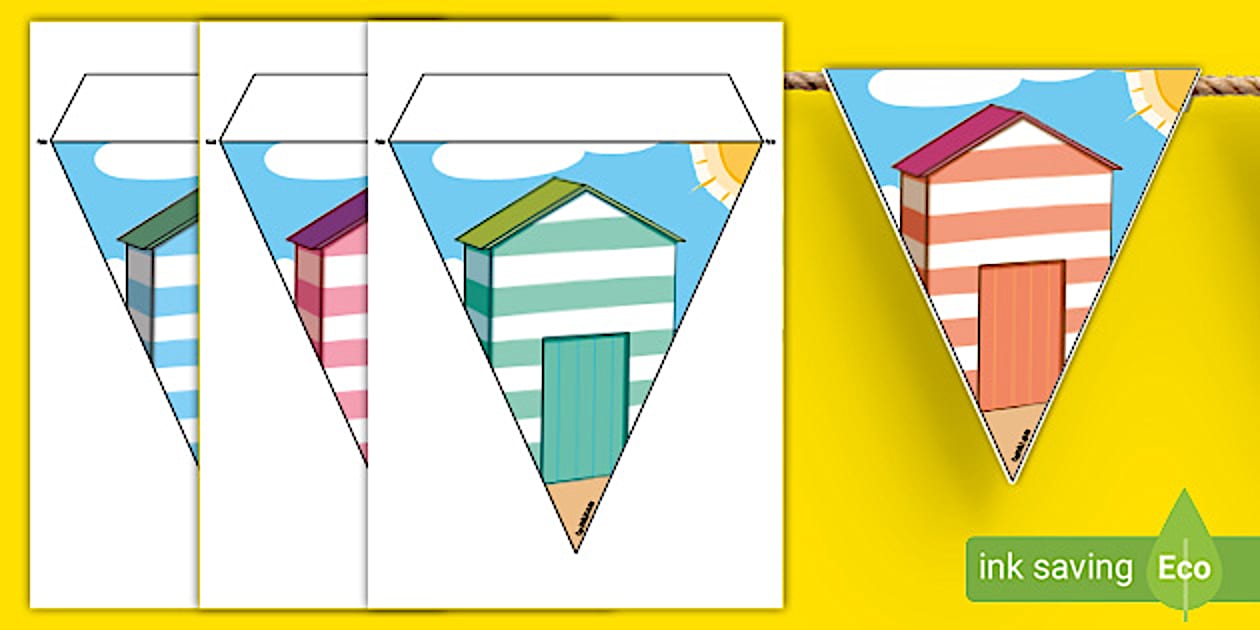 Beach Hut Bunting UK - KS1 (teacher made) - Twinkl