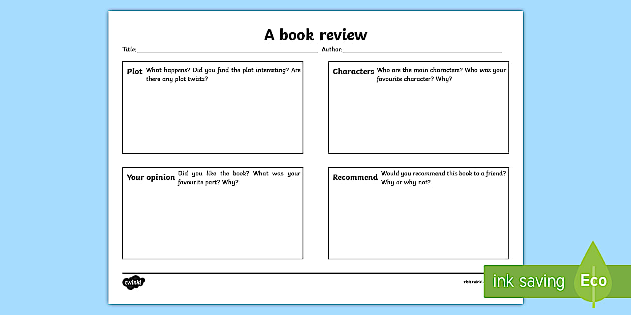 Editable Book Review Writing Template - Twinkl
