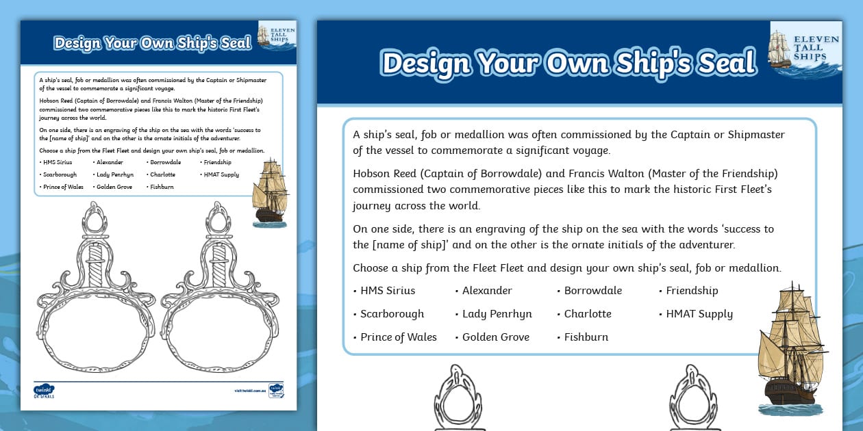 Eleven Tall Ships Design Your Own Ship's Seal (teacher made)