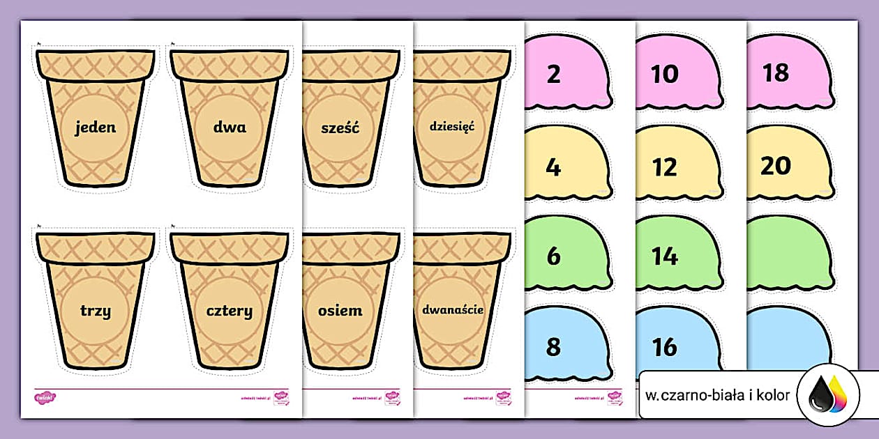 Słowny zapis cyfr i liczb | Dopasuj słowo do liczby | Lato