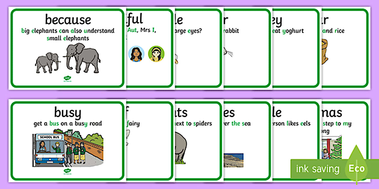 Editable Year 2 Common Exception Words Memorable Mnemonics Display Posters