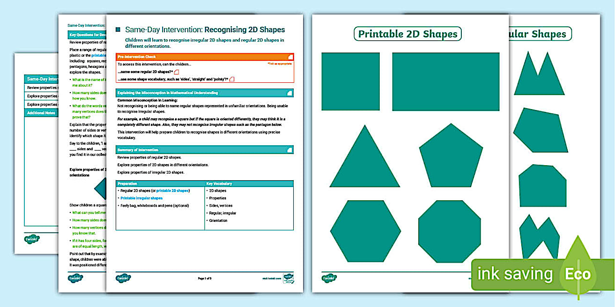 👉 Year 2 Maths Intervention Plan: Recognising 2D shapes