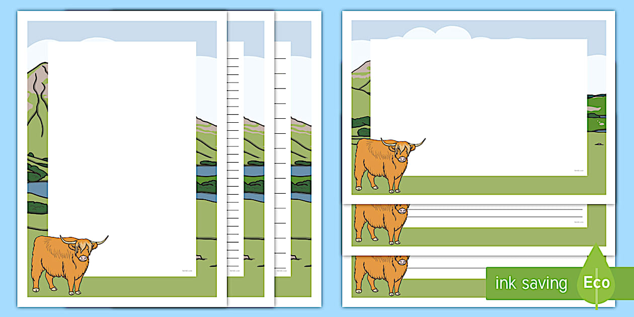 Highland Cow Page Borders - Cow Portrait Page Borders- Portrait Page ...