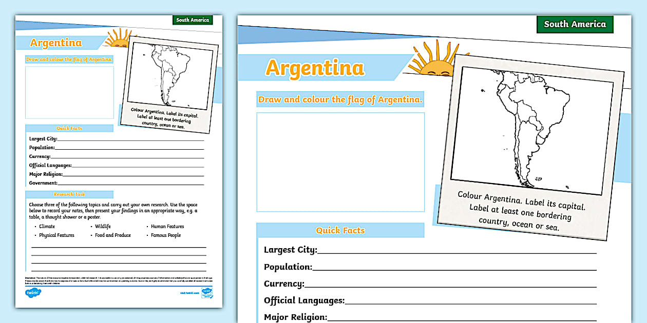 KS2 Argentina Research Activity - Twinkl