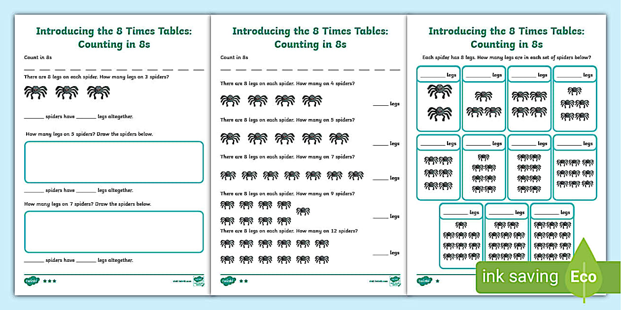 Lower Ability Introduction to the 8 Times Table - Twinkl