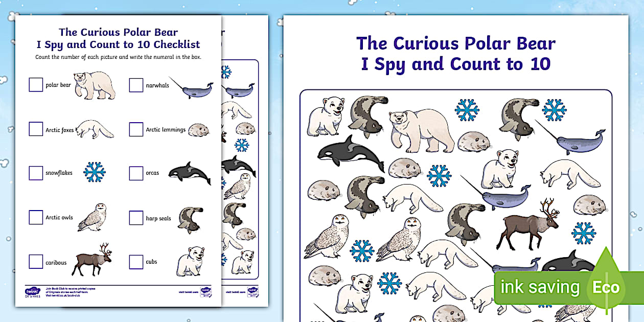 The Curious Polar Bear I Spy and Count Activity to 10