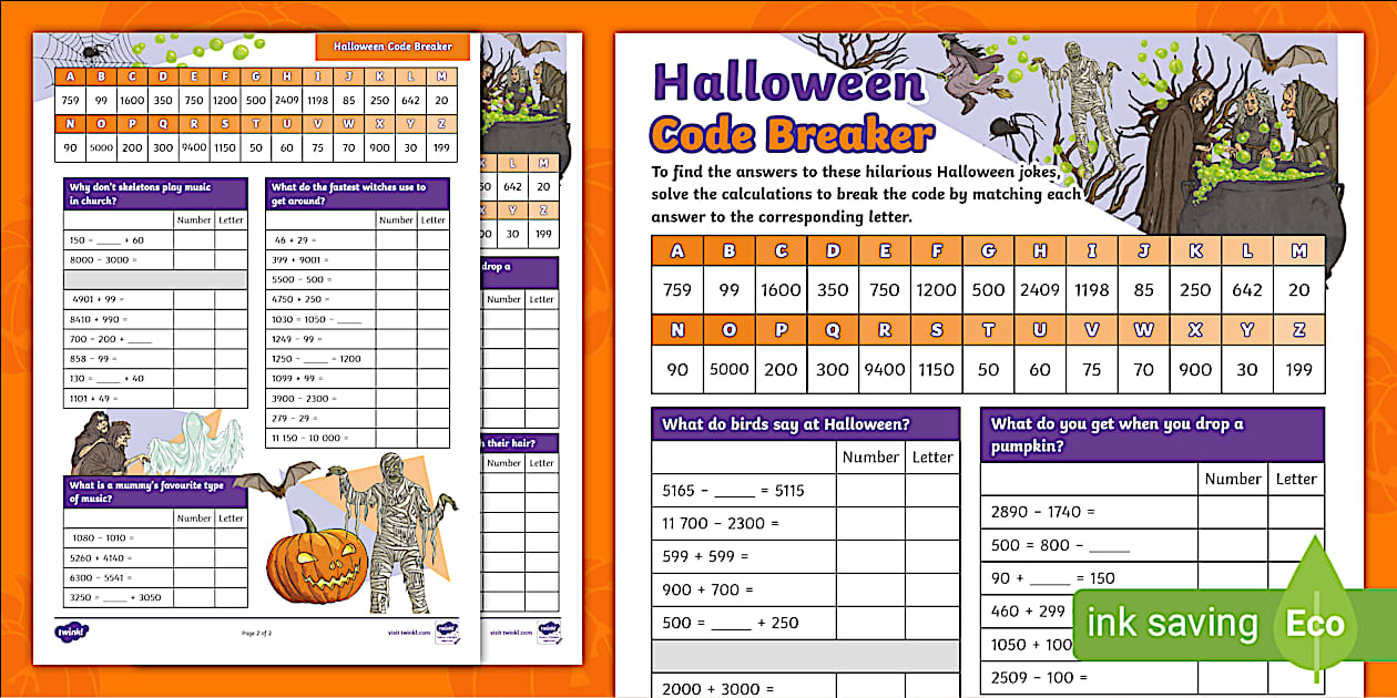 👉 Year 5 Halloween Code Breaker - Twinkl