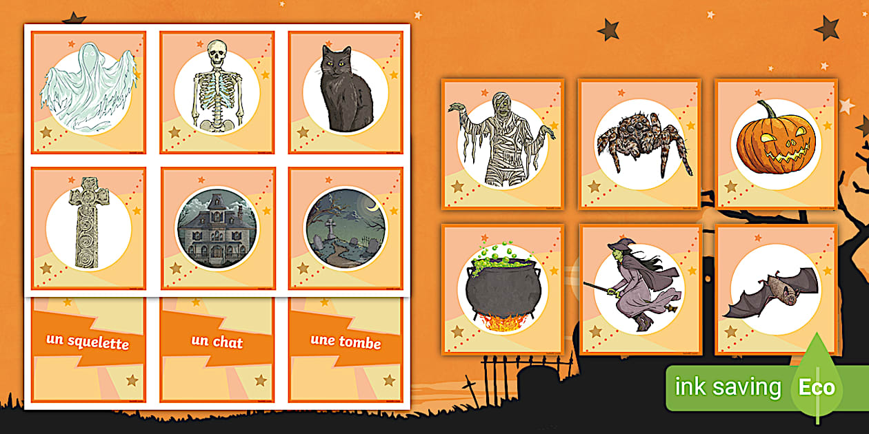 👉 French Halloween Game - French Halloween Matching Cards
