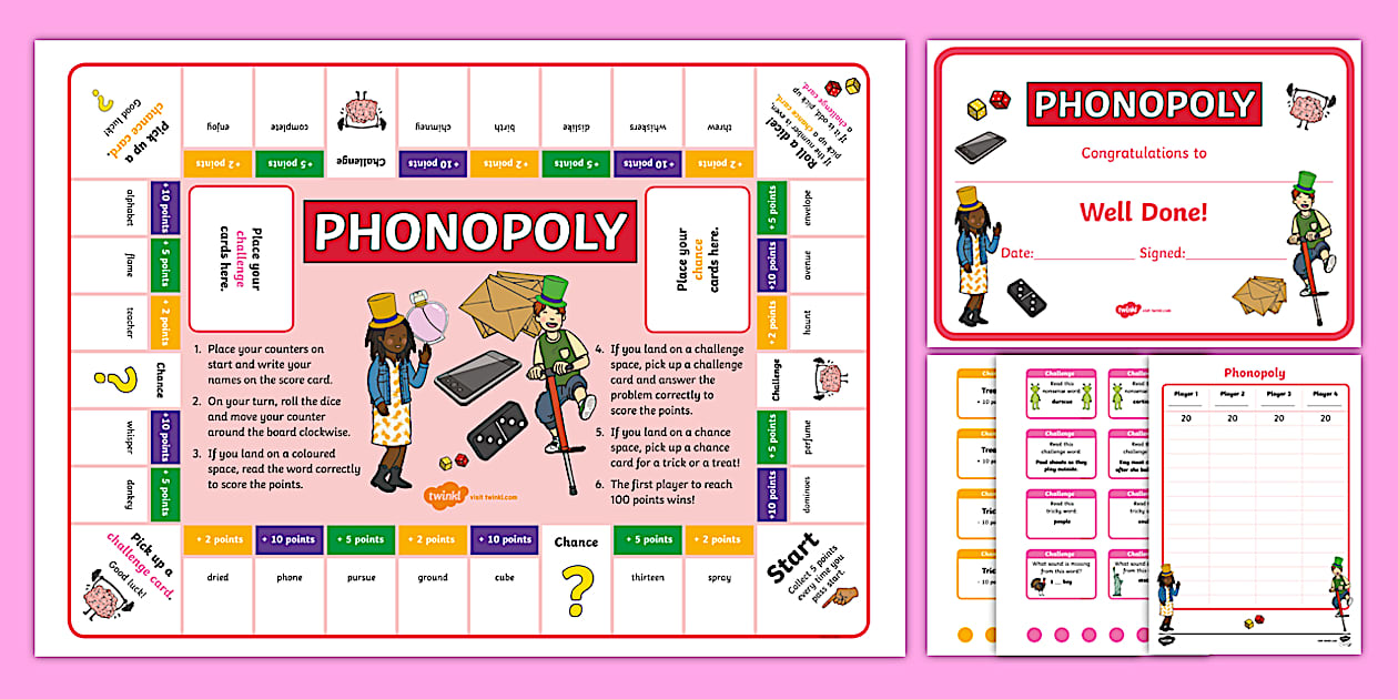 Phase 5 Phonics Phonopoly Board Game (teacher made) - Twinkl