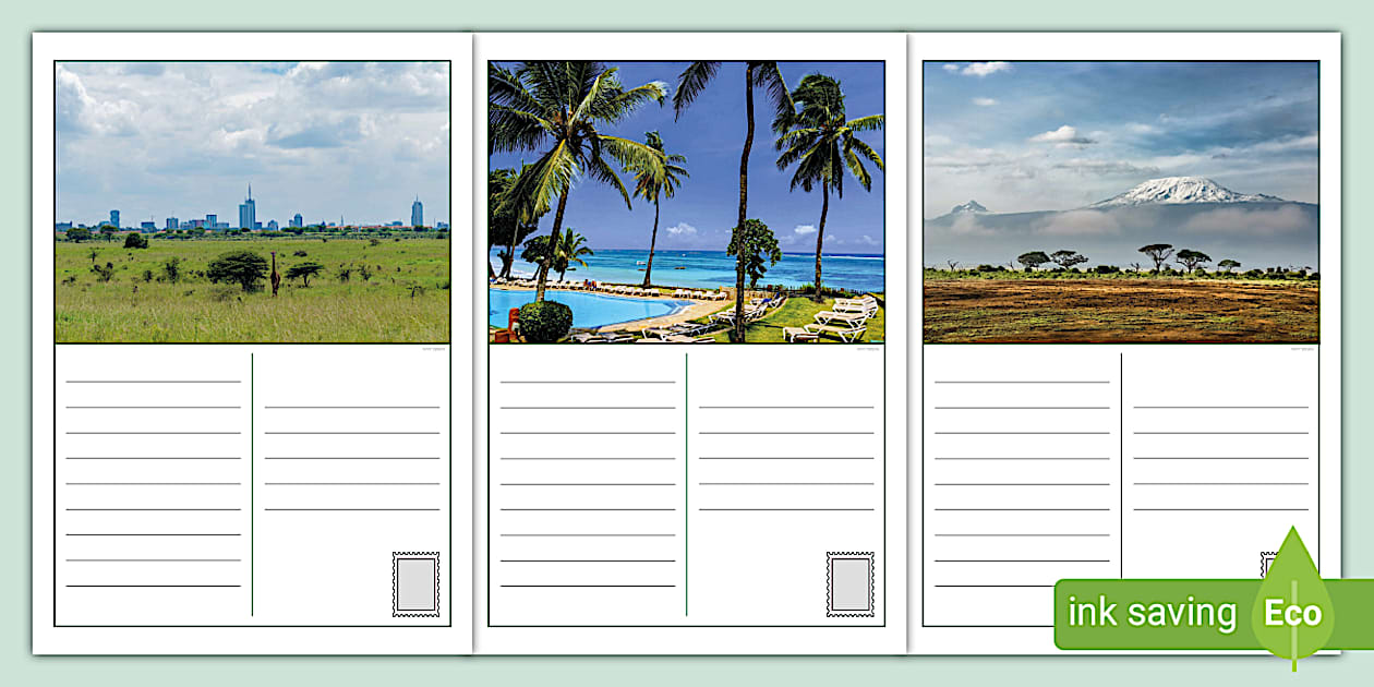 Postcard from Kenya Writing Frame (teacher made) - Twinkl
