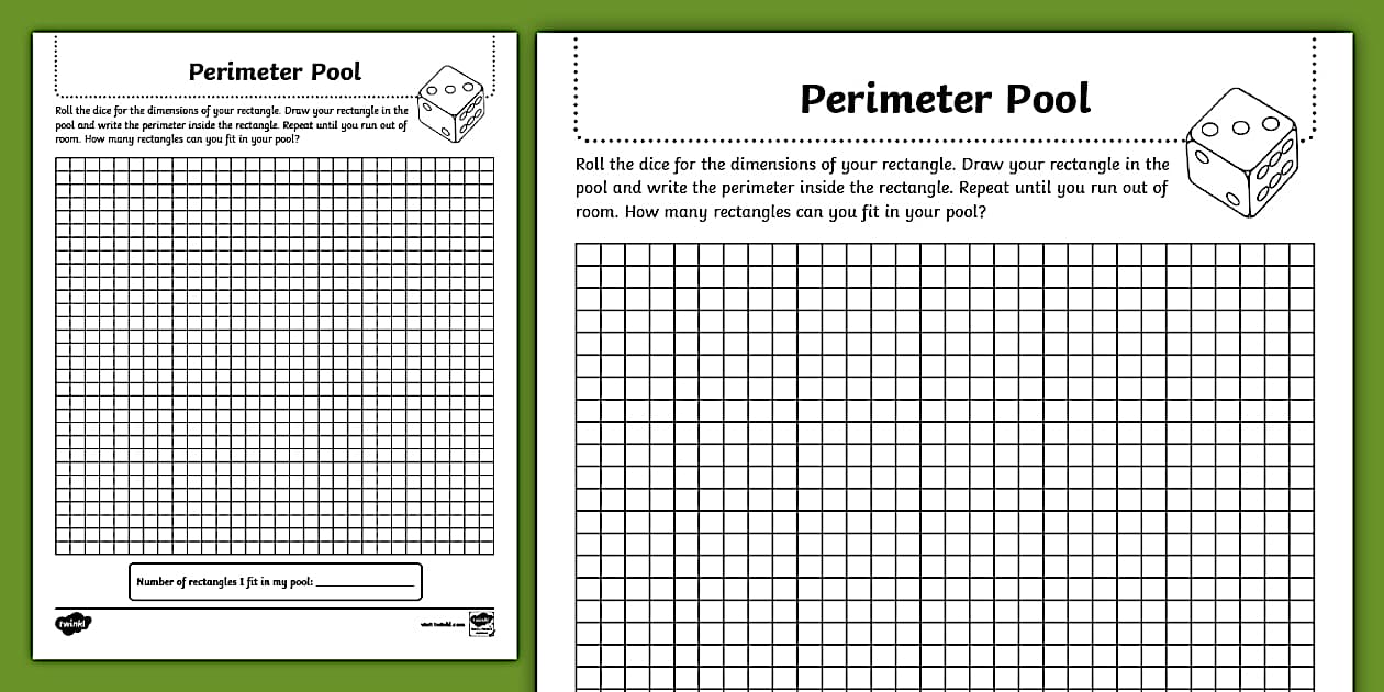 Third Grade Perimeter Pool Worksheet (teacher made) - Twinkl