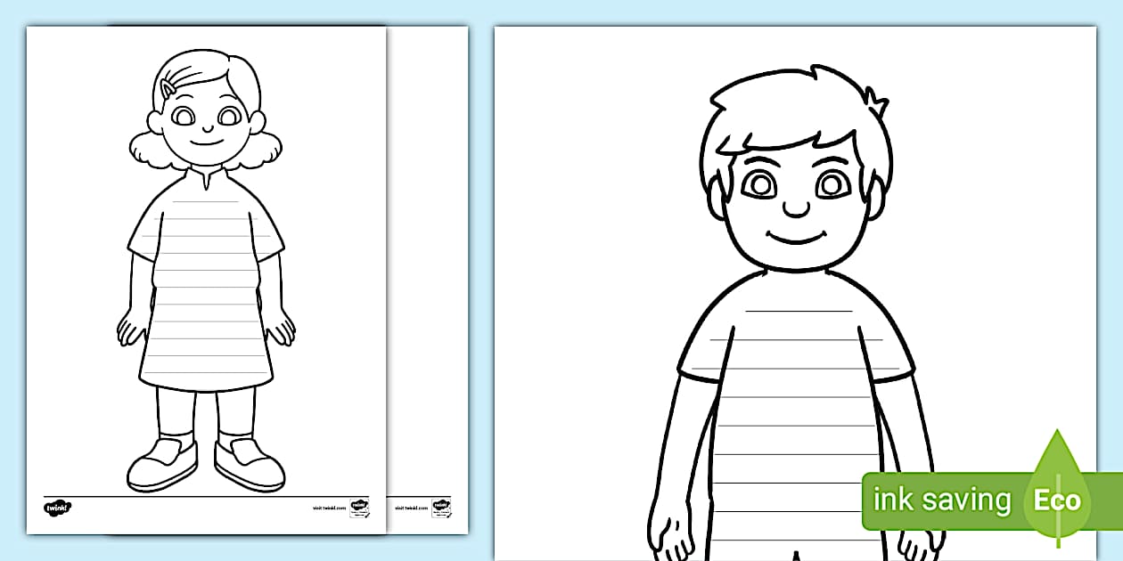 Boy and Girl Outline Writing Template (teacher made)