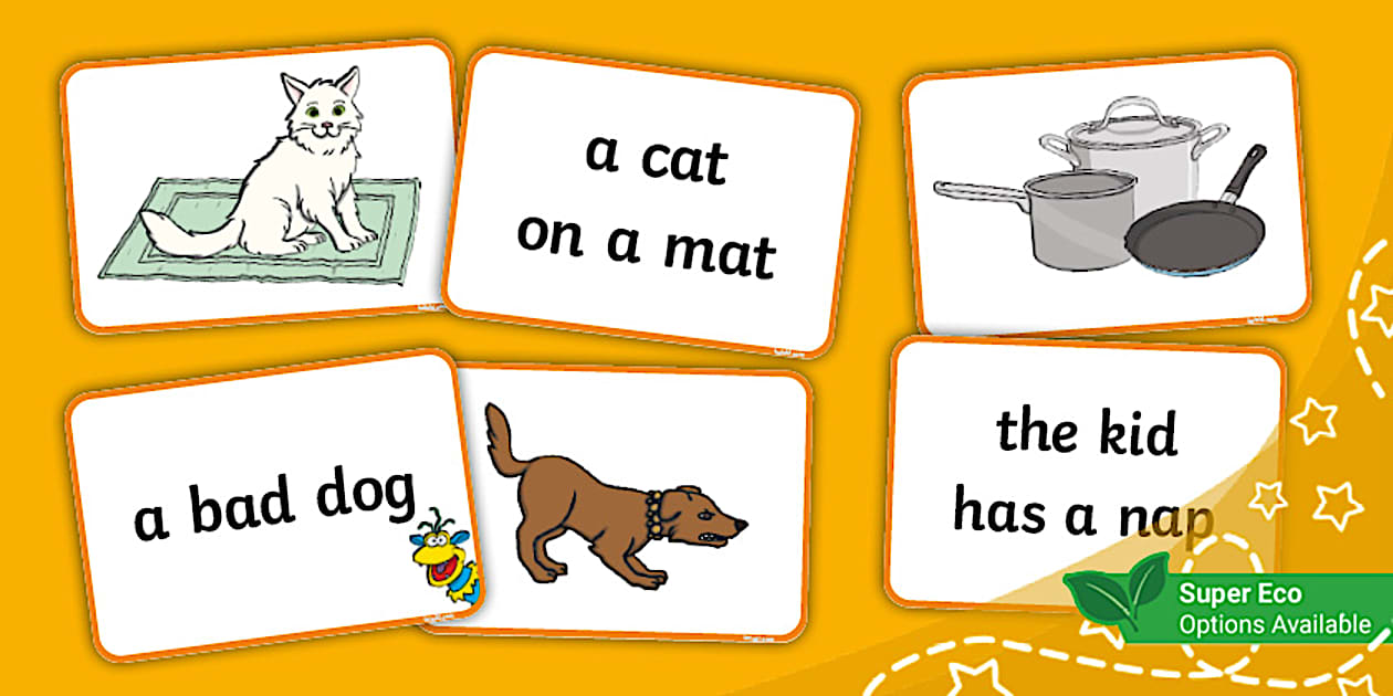 Felix's Phase 2 Phonics Pictures and Captions Matching Cards