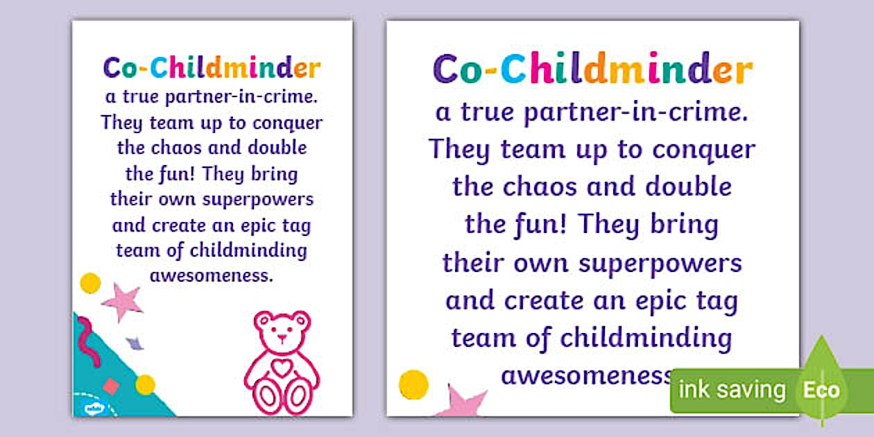 Thank You, Co-Childminder Word Definition Inspirational Poster
