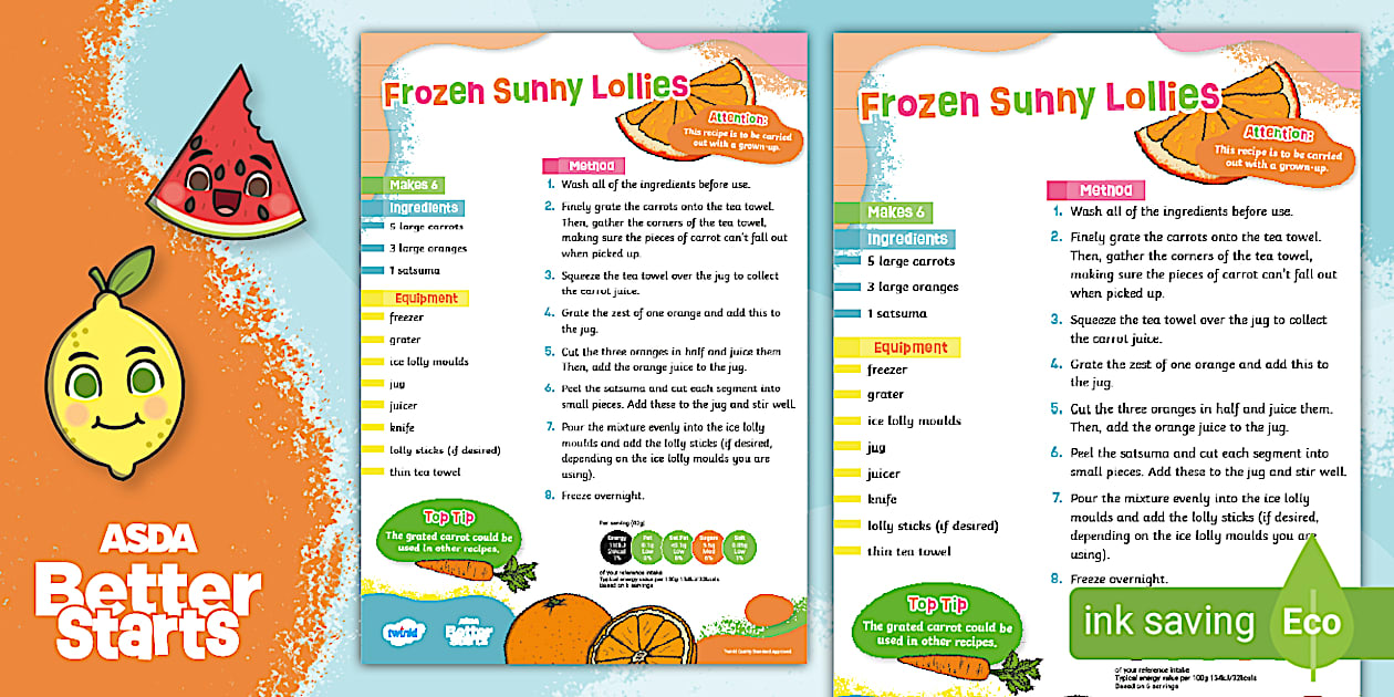 FREE! - ASDA Better Starts: Frozen Sunny Lollies Recipe