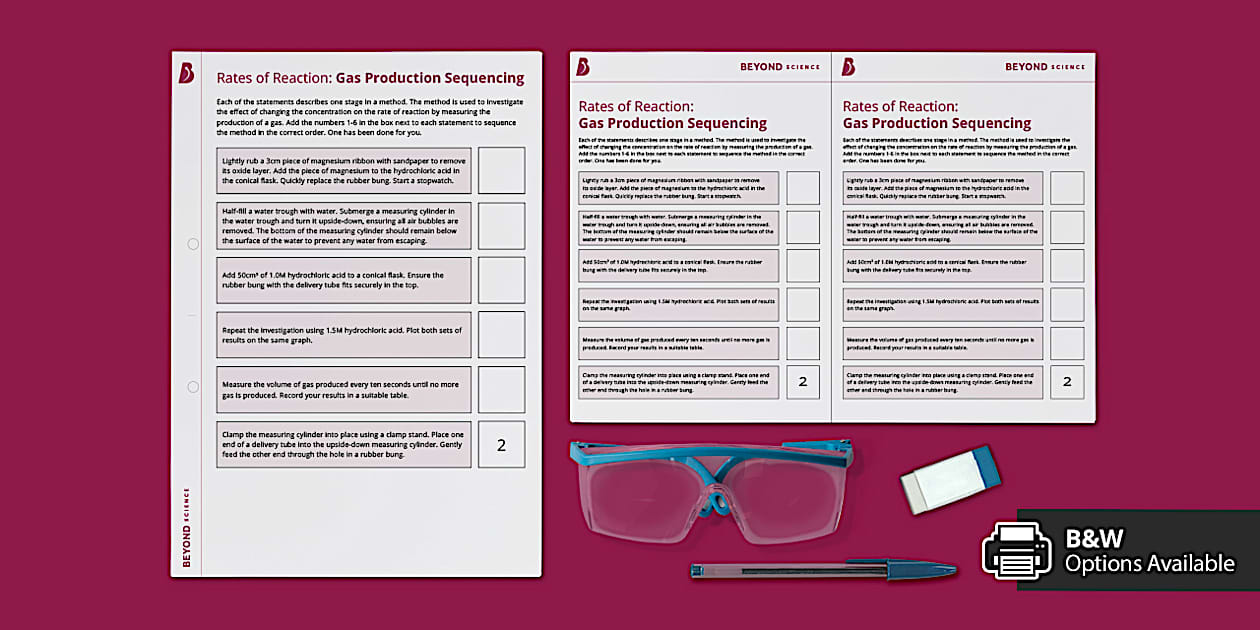 Required Practical: Rates of Reaction and Concentration Ordering Cards