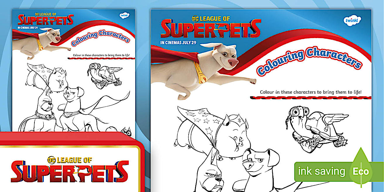 FREE! - DC Super-Pets: Colouring Characters Page - Twinkl