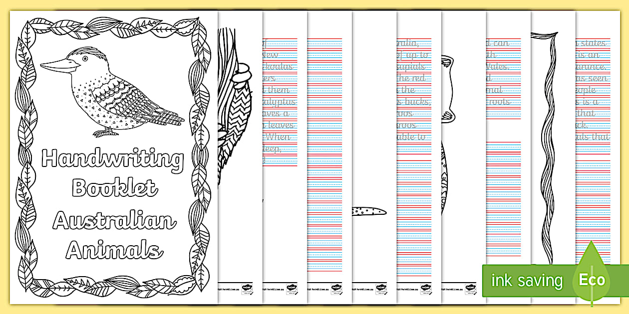 NSW Year 3-4 Australian Animals Handwriting Sheets Mindfulness