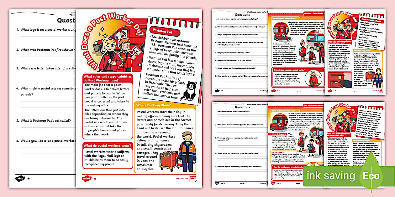 What Does A Postal Worker Do?Differentiated Reading Activity