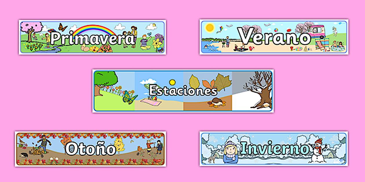 Estaciones Seasons Banners Spanish (teacher made) - Twinkl