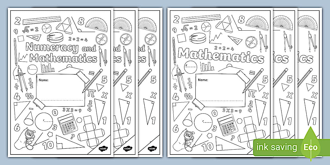 Mathematics Booklet Front Cover Doodle Colouring Pages