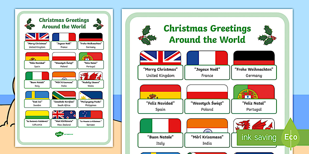 Editable Christmas Greetings around the World Display Poster