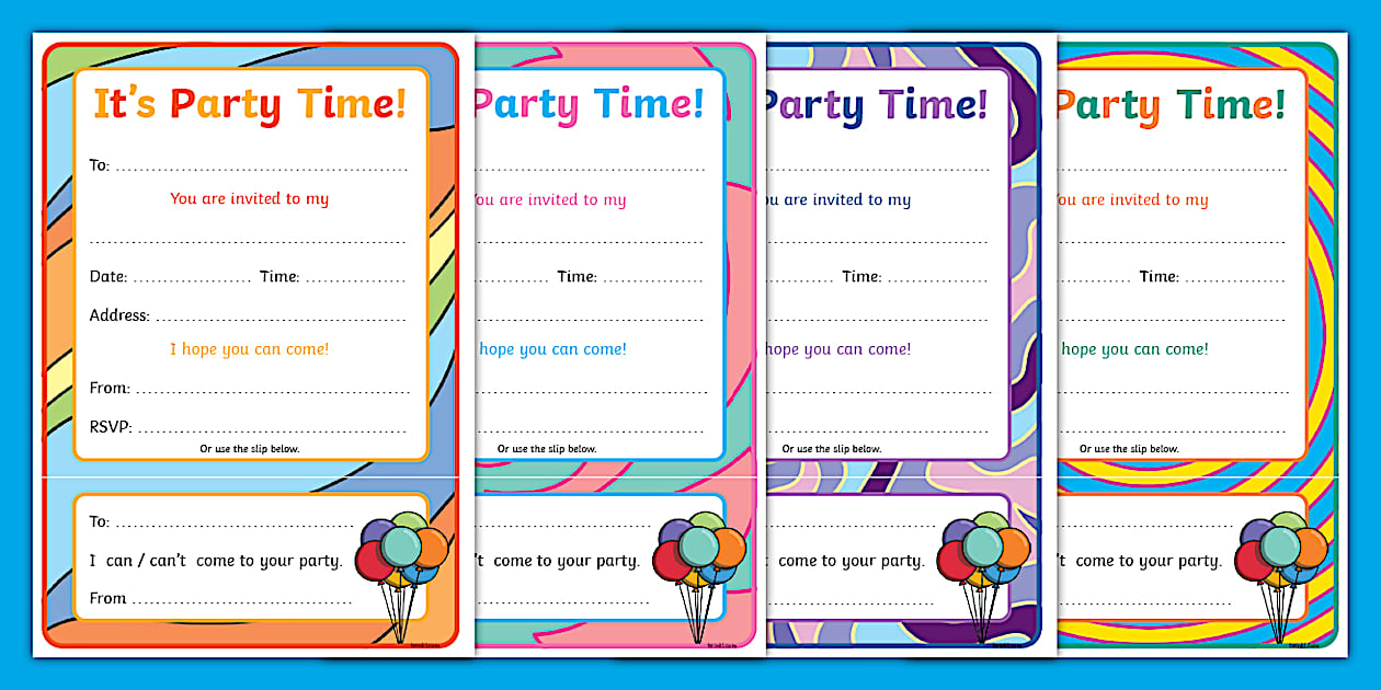 Patterned Party Invitations (Teacher-Made) - Twinkl