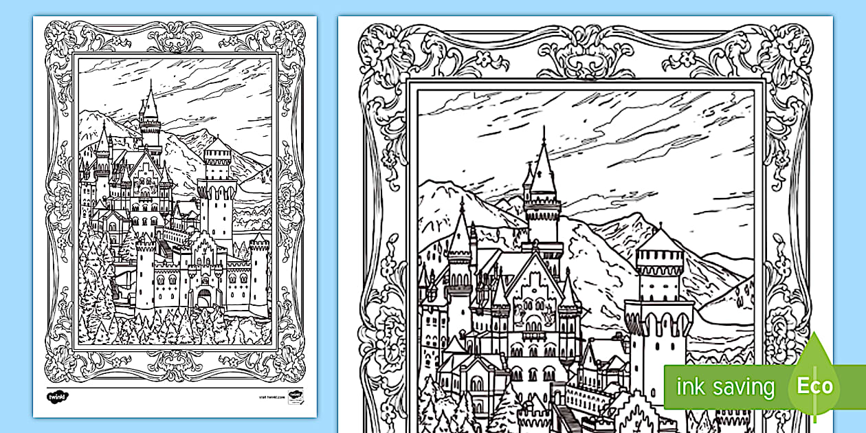 Neuschwanstein Castle Coloring Page (Teacher-Made) - Twinkl
