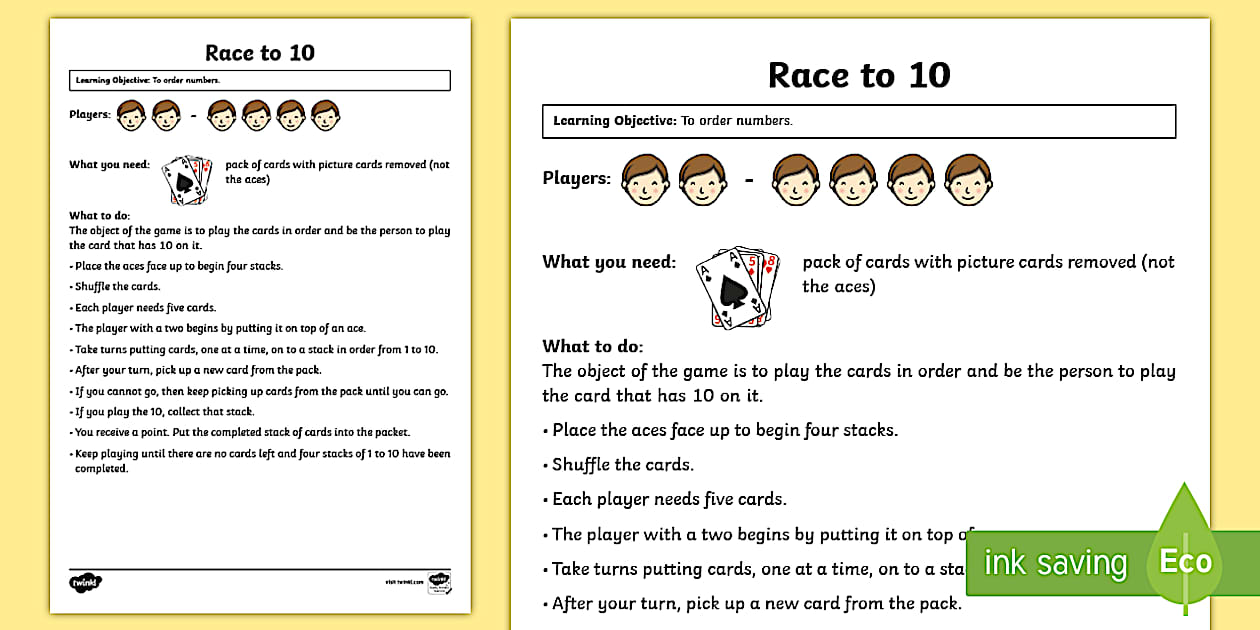 Race to 10 Maths Game (teacher made) - Twinkl
