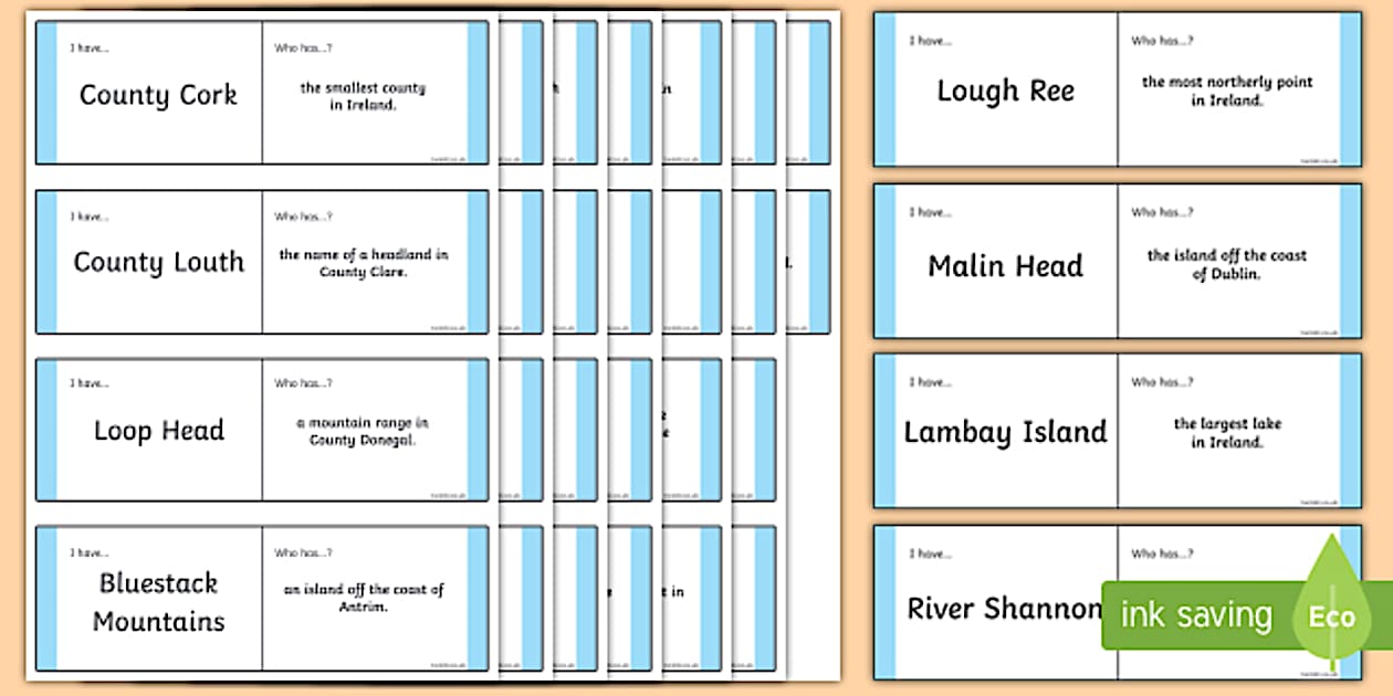 Geography of Ireland Loop Cards