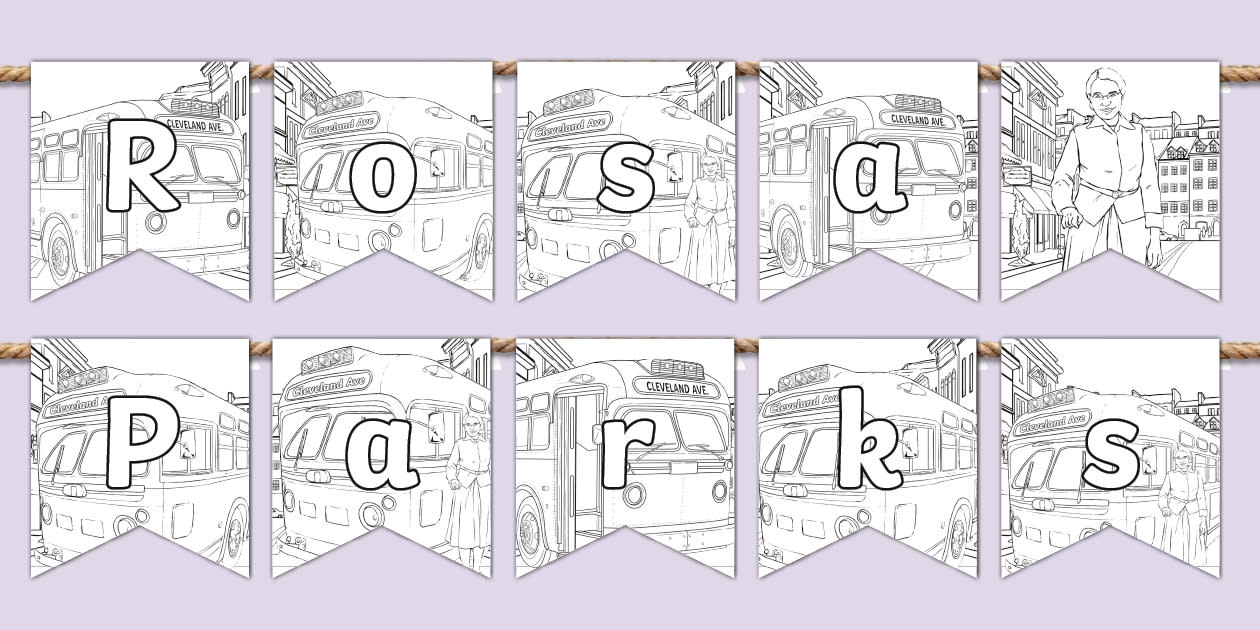 Rosa Parks Colouring Display Bunting (teacher made) - Twinkl