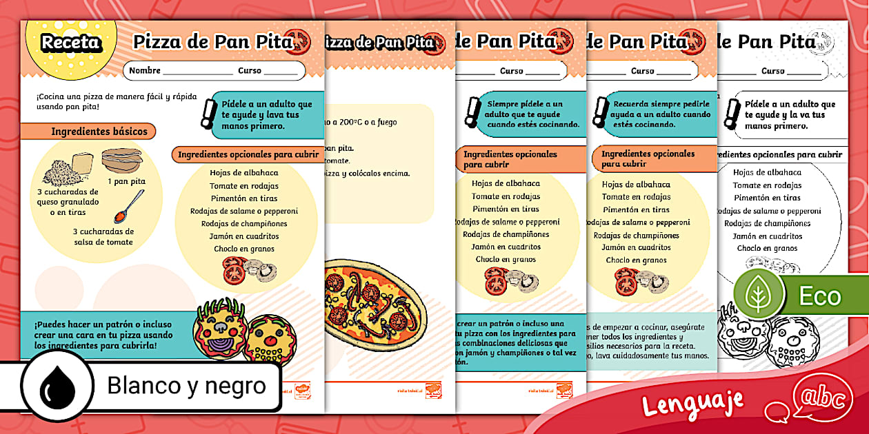 Comprensión Lectura Diferenciada Receta Pizza Pan Pita