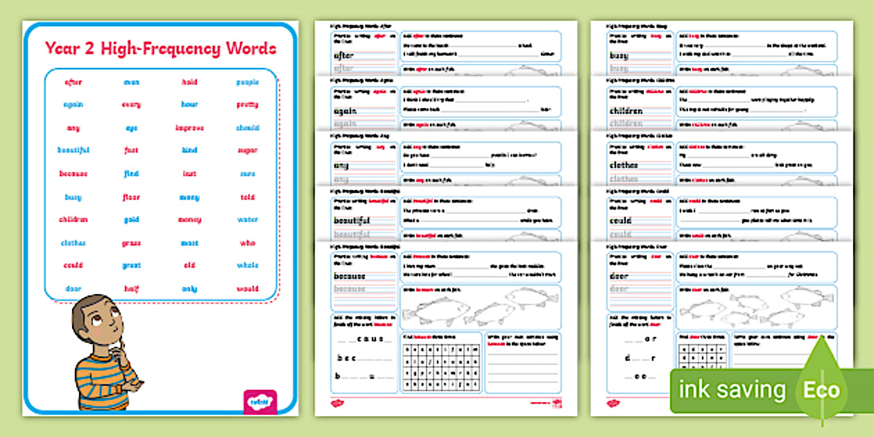 Year 2 High-Frequency Words Bumper Activity Pack - Twinkl